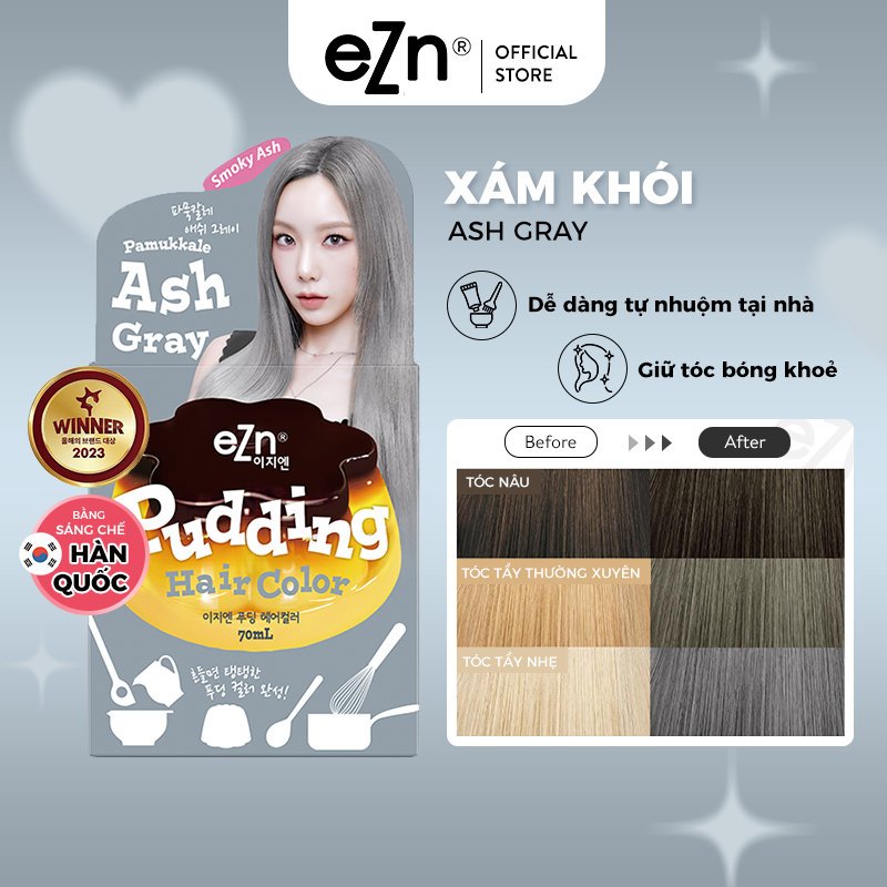 EZn Pudding Hair Color Pamukkale Ash Gray Hair Dye 280g (Date September ...