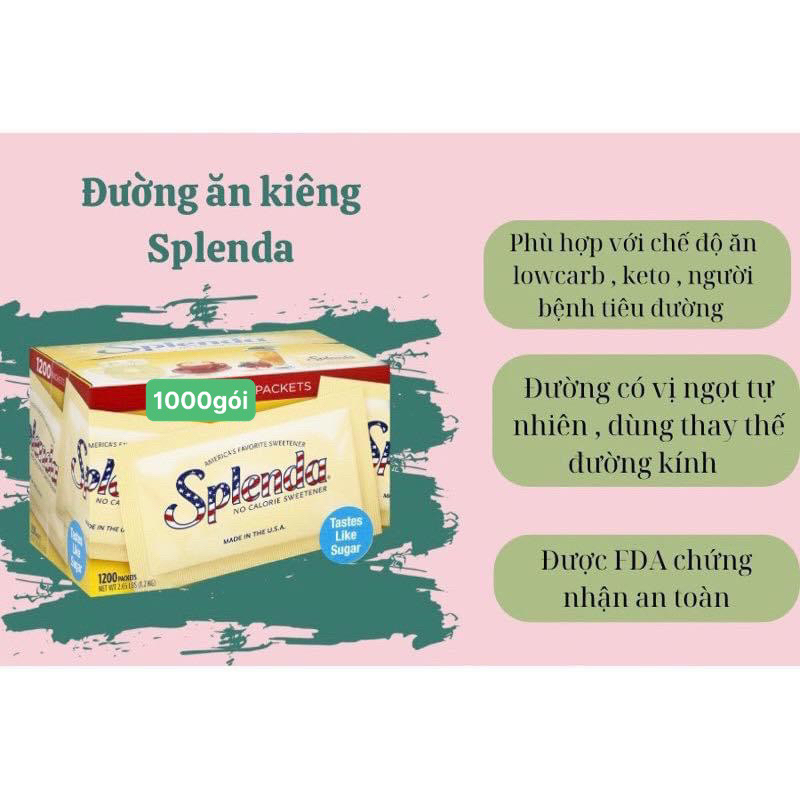Splenda DIET SUGAR FULL BOX OF 1000 packs DATE March 2027 IMPORTED AIR ...