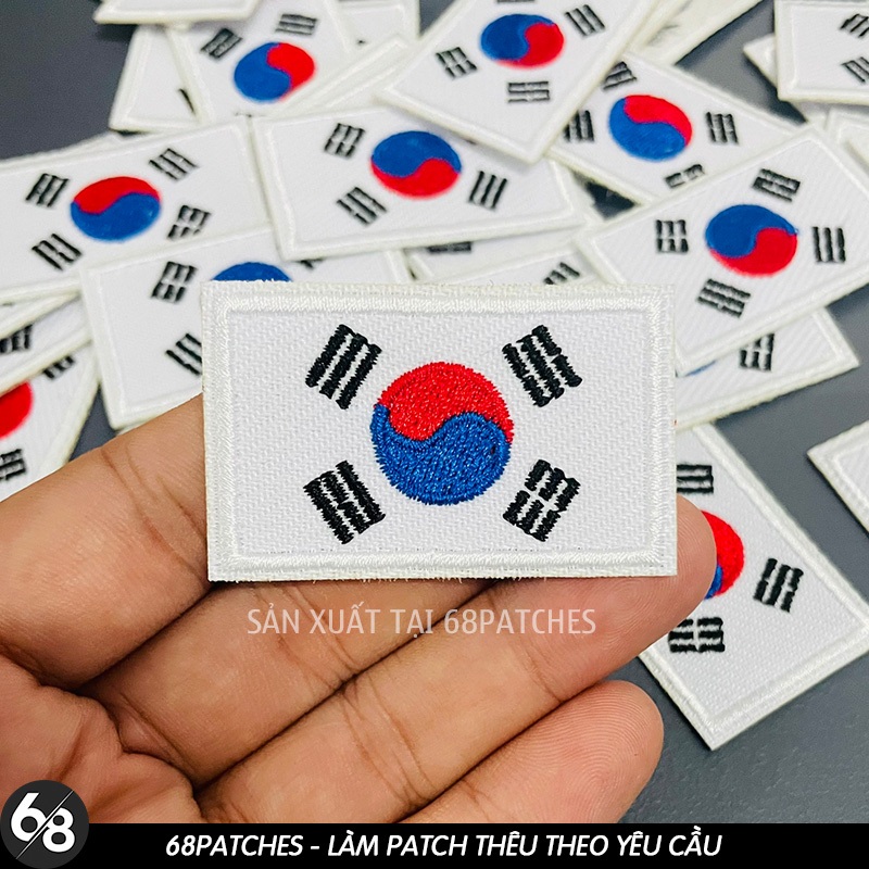 Heat ironed fabric Patch embroidered with Korean flag logo, size 5x3cm ...