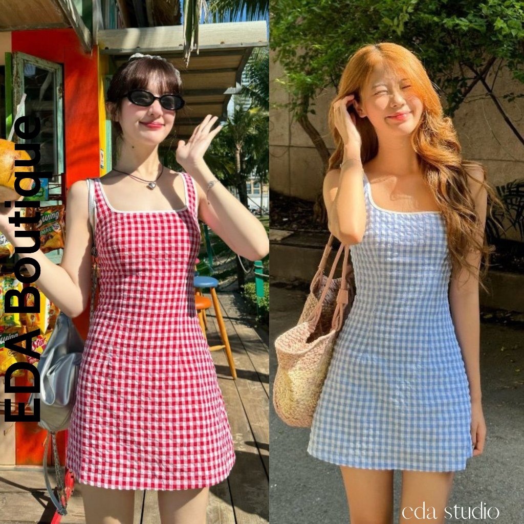 EDA EDA EDA | Women's 2-strap bassic three-color dress with loose A-line shape, open back ...