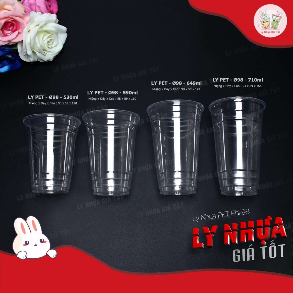 50 UKP PET 98 Plastic Cups Capacity 530ml/590ml/650ml/710ml, Flat ...
