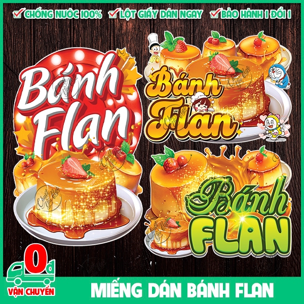 Flan CAKE decoration sticker caramel egg milk tea shop menu snack ...