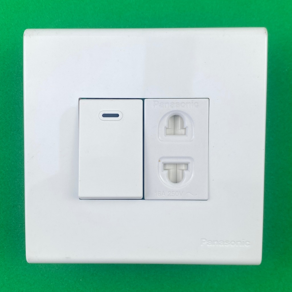 Panasonic Single 2-Prong Socket + 16A Square 1-Way Switch - Square Face ...