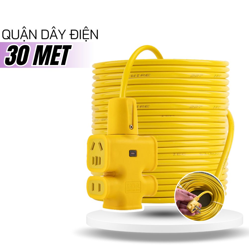 One-piece power plug coil, 5 sockets 30m long, high quality material ...