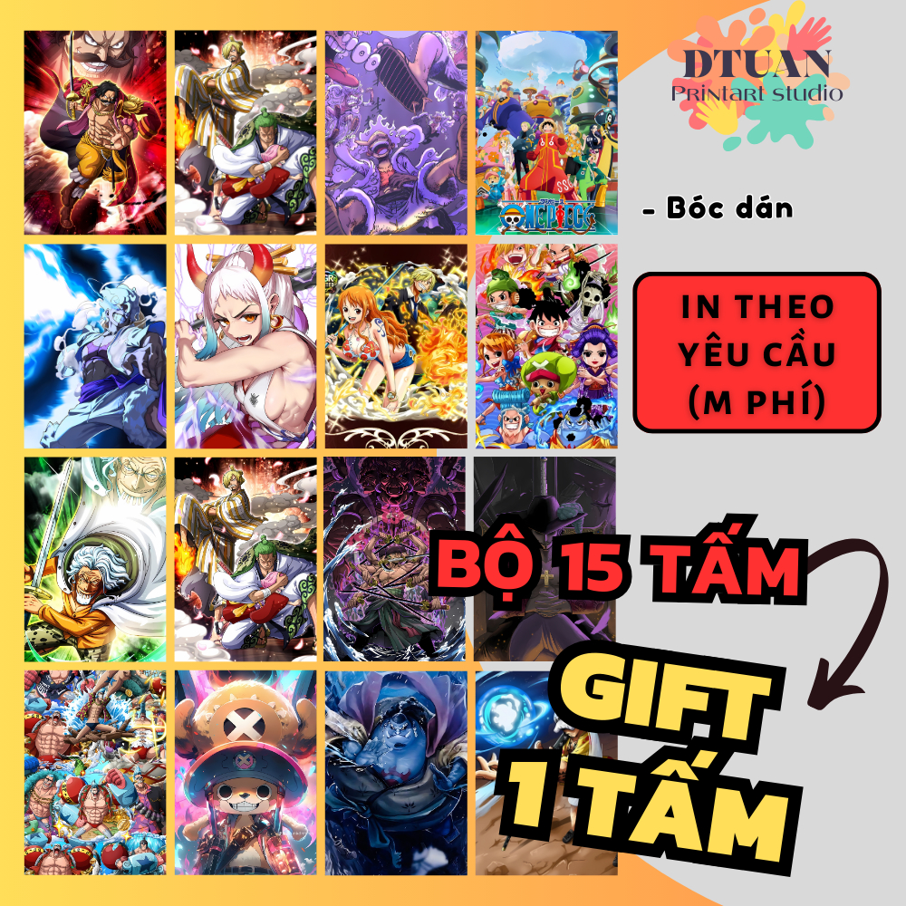 Combo of 15 Posters with Many Anime Blue Lock, One Piece, Jujutsu ...