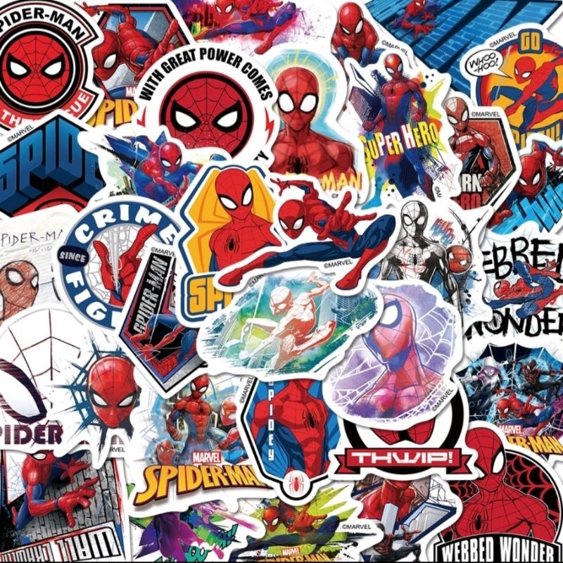Set of 10 30 50 stickers spider man spiderman superhero stickers hats ...