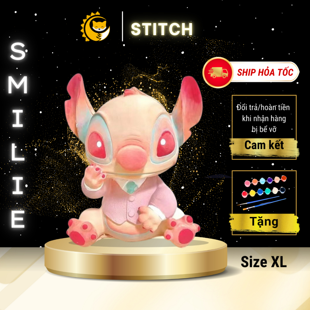 Stitch Plaster Coloring Statue wearing a hot hit vest, cute and lovely ...
