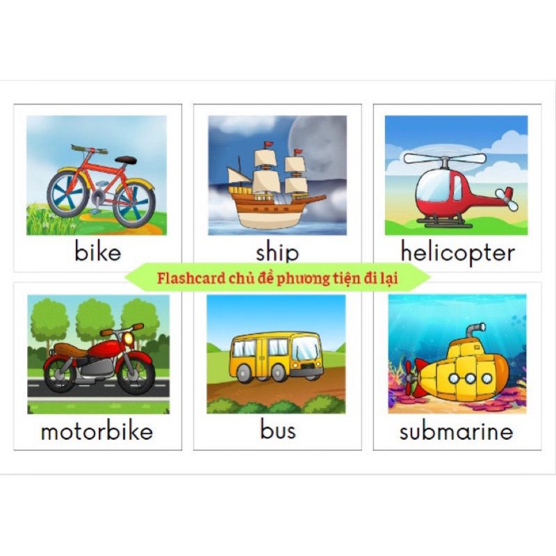 Set of 12 laminated learning cards with transportation theme Flashcards ...
