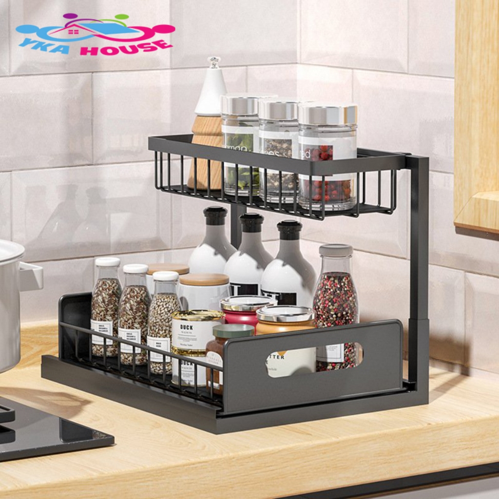 Kitchen Tabletop Spice Rack for Under the Kitchen - Powder Coated Iron ...