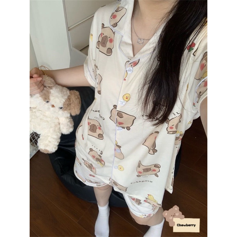 Hello kitty angel pajama Set, women's loose-fitting short-sleeved ...