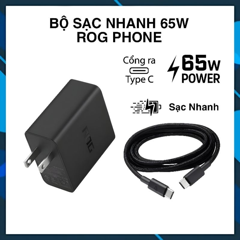 Charger + Cable Length 1m2 65W Asus Rog Phone 5 / 6 / 7 / 8 Supports QC ...