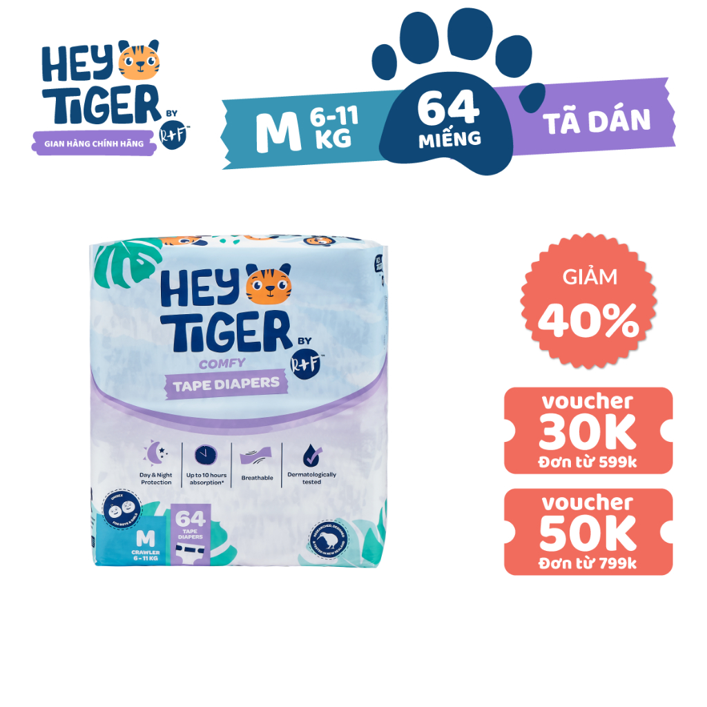 Hey Tiger Jumbo Diapers Size M - 64 pieces | Shopee Philippines