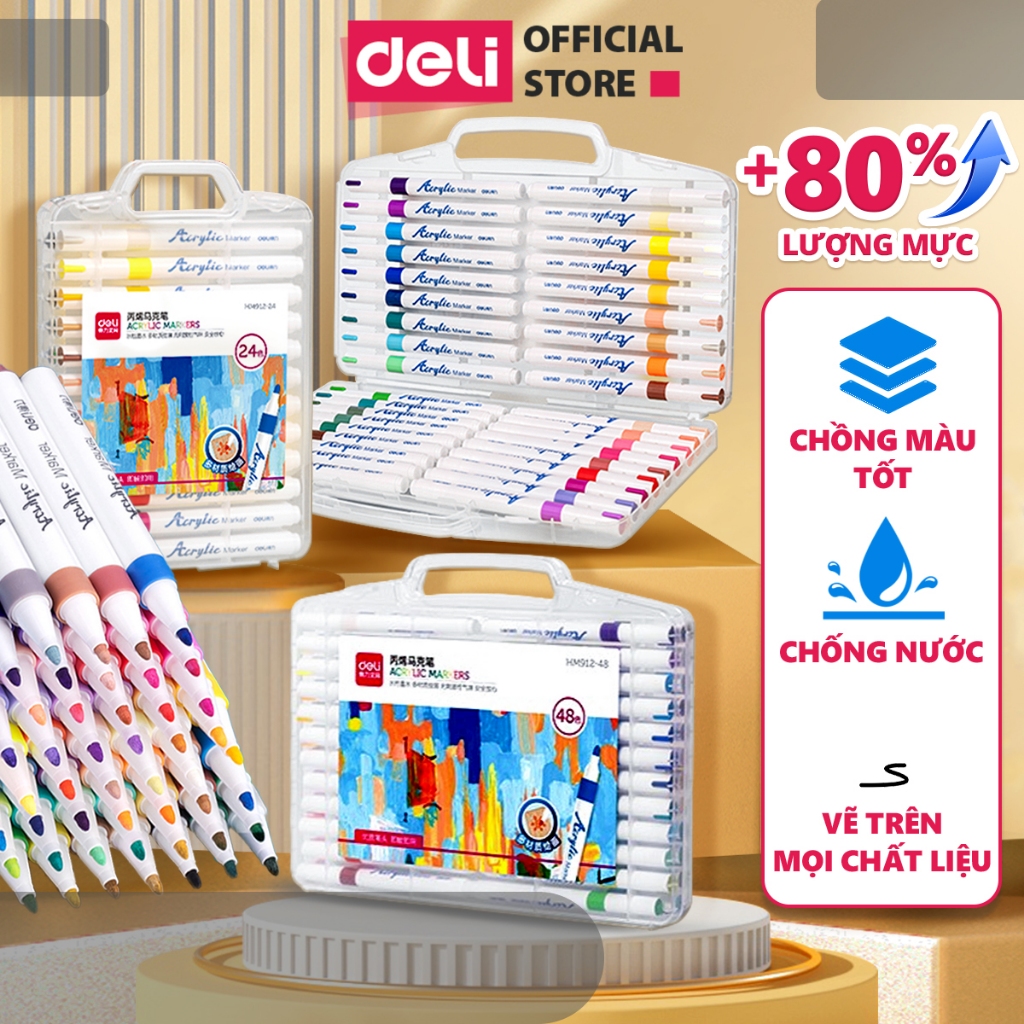 Acrylic Marker Deli Paint Pen Adds 80% Ink - 12 / 24 / 36 /48 /64 Paint ...