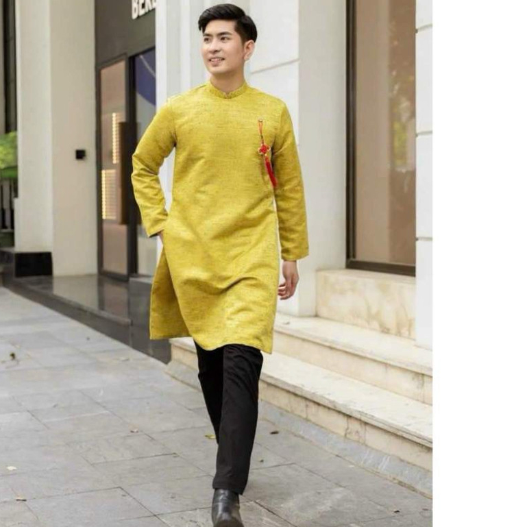 Innovative men's ao dai available in thick tapta brocade fabric with ...