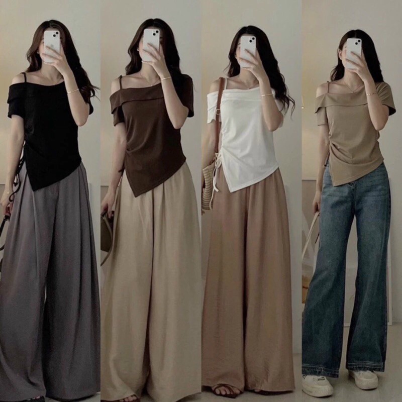 Women's Off-the-Shoulder T-Shirt with Drawstring Waist, gentle and ...