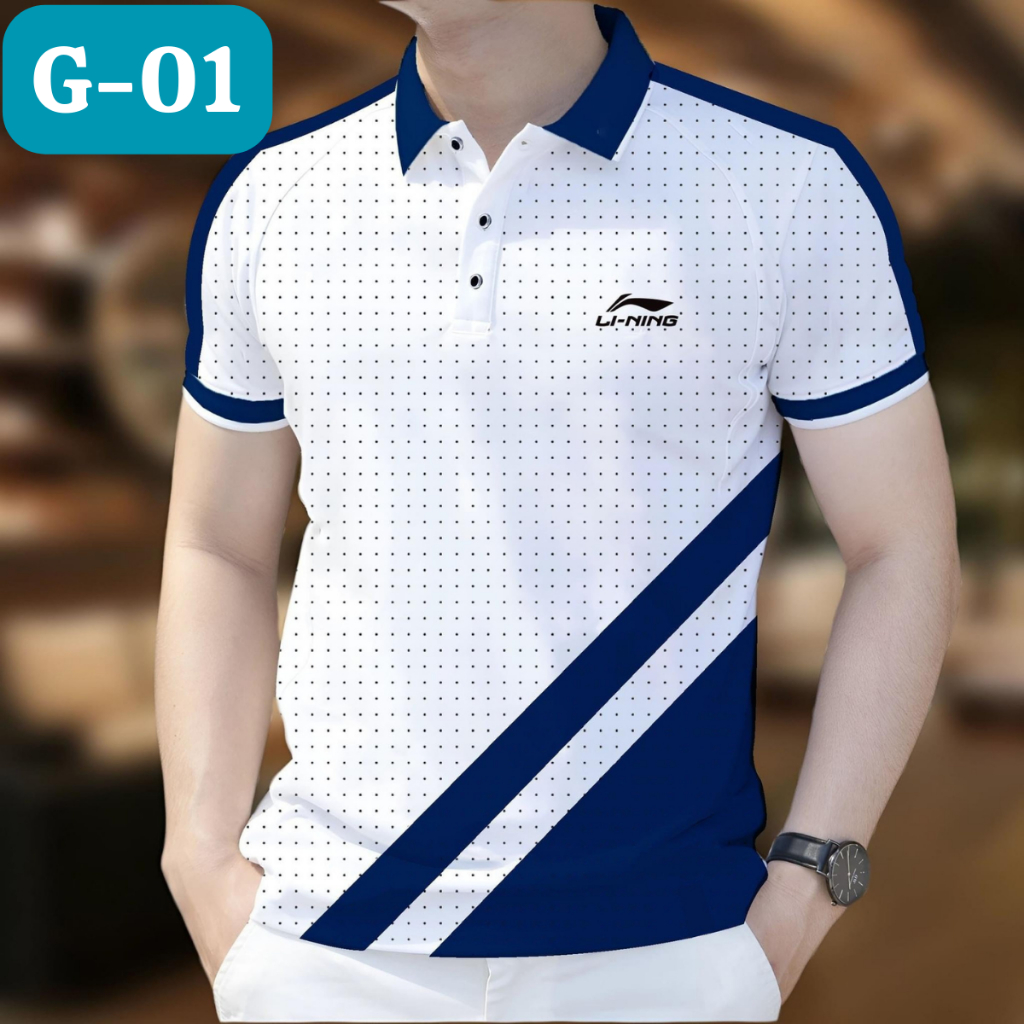 Men's Li-ning polo Shirt Men's polo shirt with mixed colors and polka ...