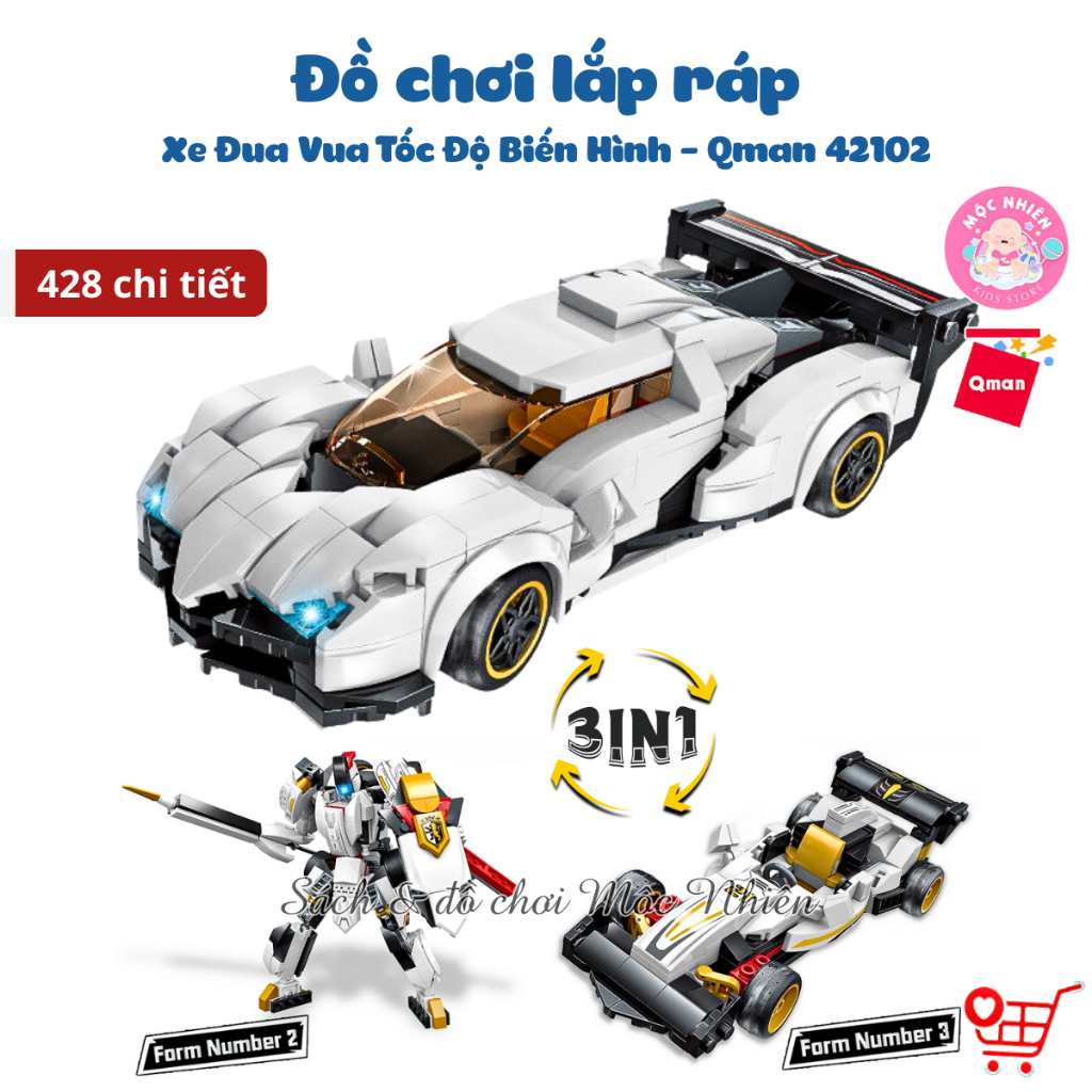 Qman 42102 Assembly Toy - King Speed Transformation Racing Car (428 parts) | Shopee Philippines