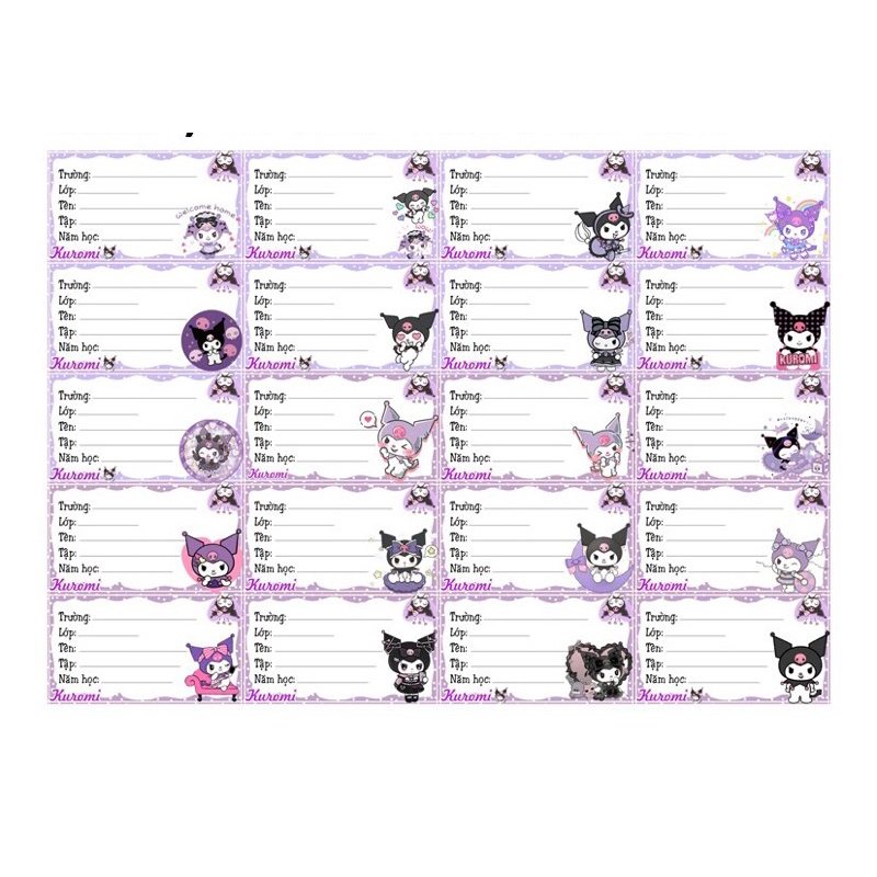 Cute kuromi Notebook Label With 80 Different Labels | Shopee Philippines
