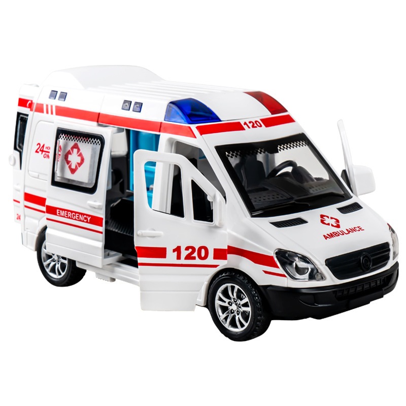 Ambulance car model toy with flashing lights, sounds, 5 doors and ...