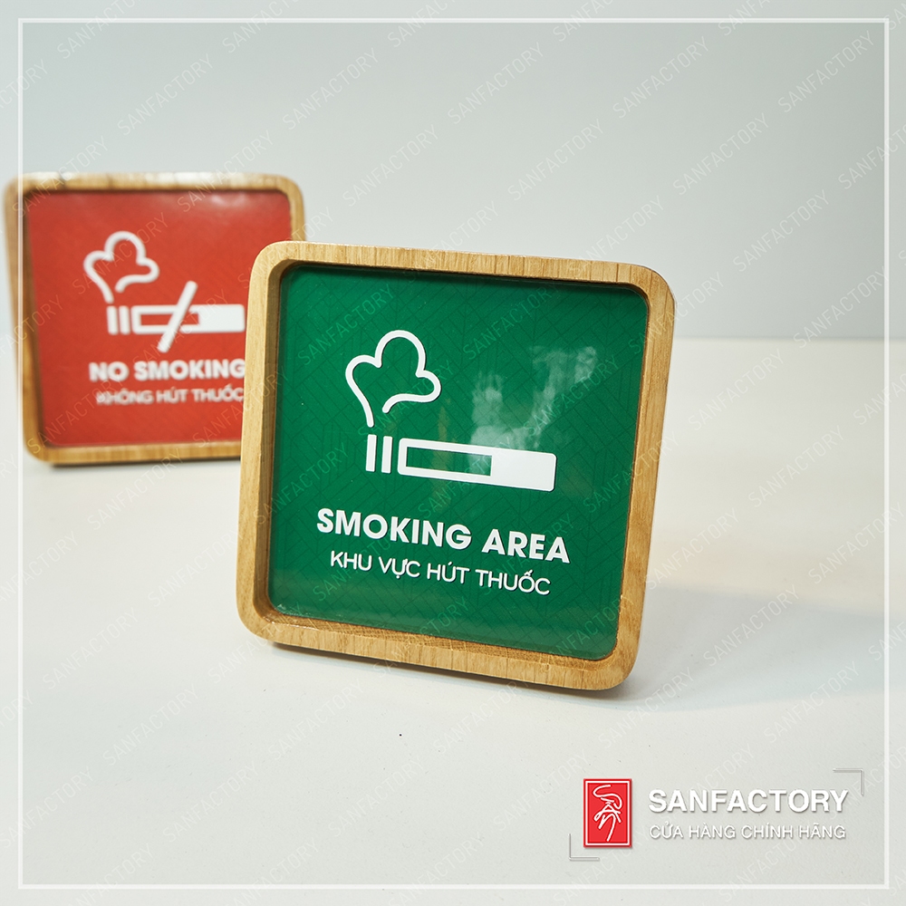 No Smoking sign, Smoking Area, wall sign, decorative square wooden ...