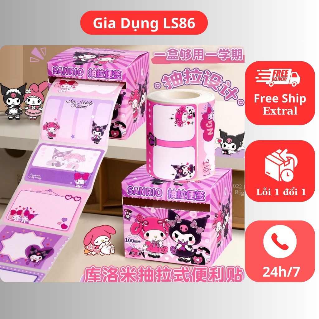 Kuromi Melody Student Notebook Sticker Box Of 100 Cute Textured ...