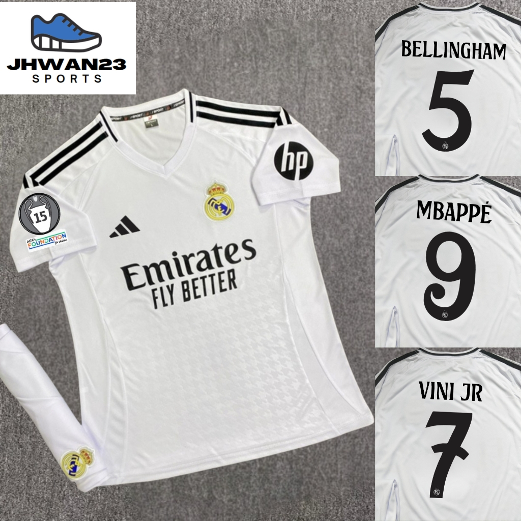 Real white home football kit with logo DKVD C1 season 24 25 [Print famous players - MBAPPE ...