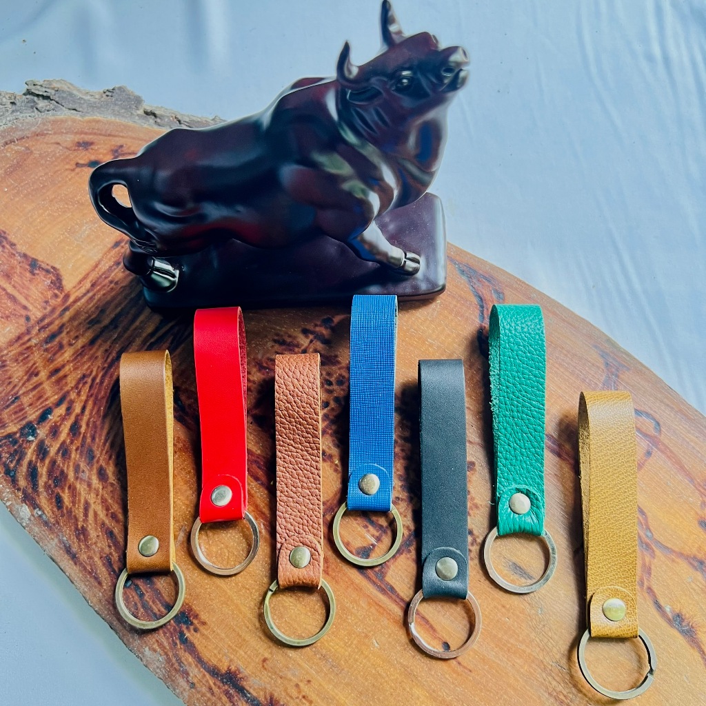 Genuine cowhide key chain, high quality stainless steel colorful ...