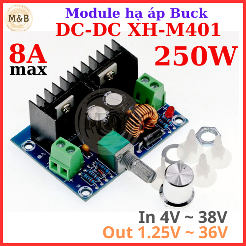 Buck DC-DC XH-M401 Low Voltage Circuit 8A 4 - 38V Down to 1.25-36V 24V 12V 9V 5V 1.25V | Shopee ...