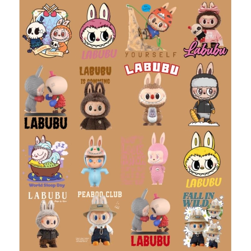 Set of 16 Iron-on Stickers, Heat Stickers Model Labubu LB03 (Many sizes ...