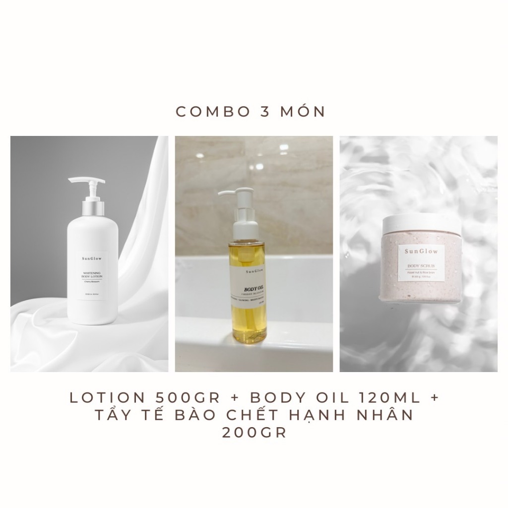 Combo of 3 products Body lotion 500gr + Almond TTBC 200gr + Body oil ...
