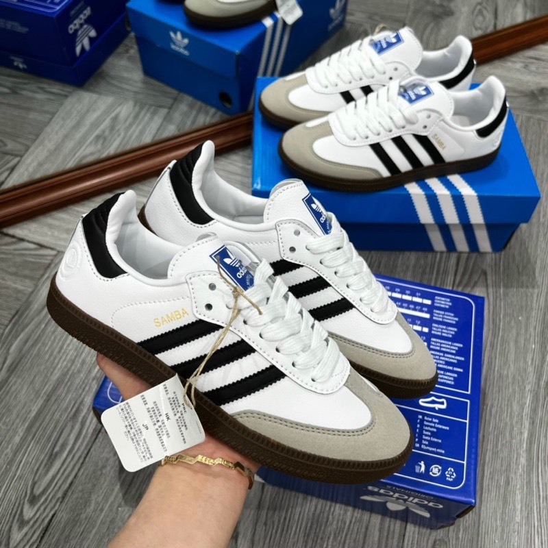 Adidas Samba OG Black White Sneakers With Black Stripes Pattern For Men ...