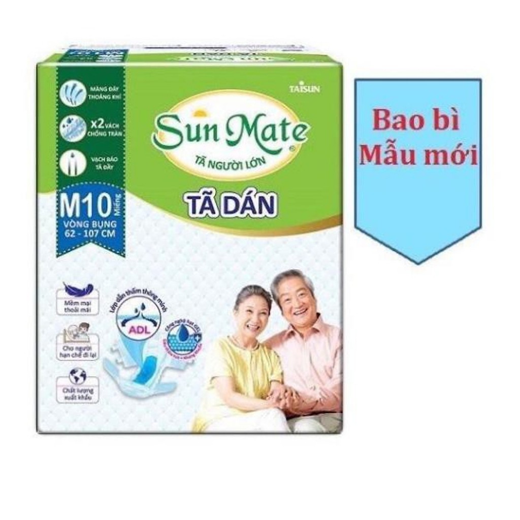 Sunmate Adult Diapers size M10 [09 / 2026] L-10 [11 / 2025] | Shopee ...
