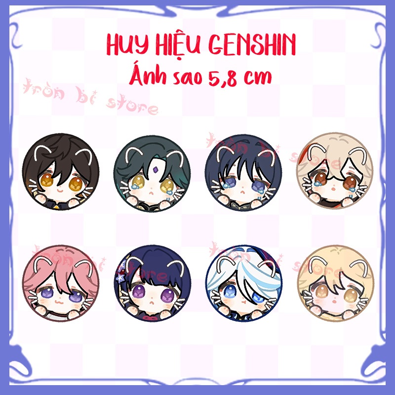 Genshin Impact Chibi Badge 5.8 cm Starlight Wanderer, Xiao, Kazuha ...
