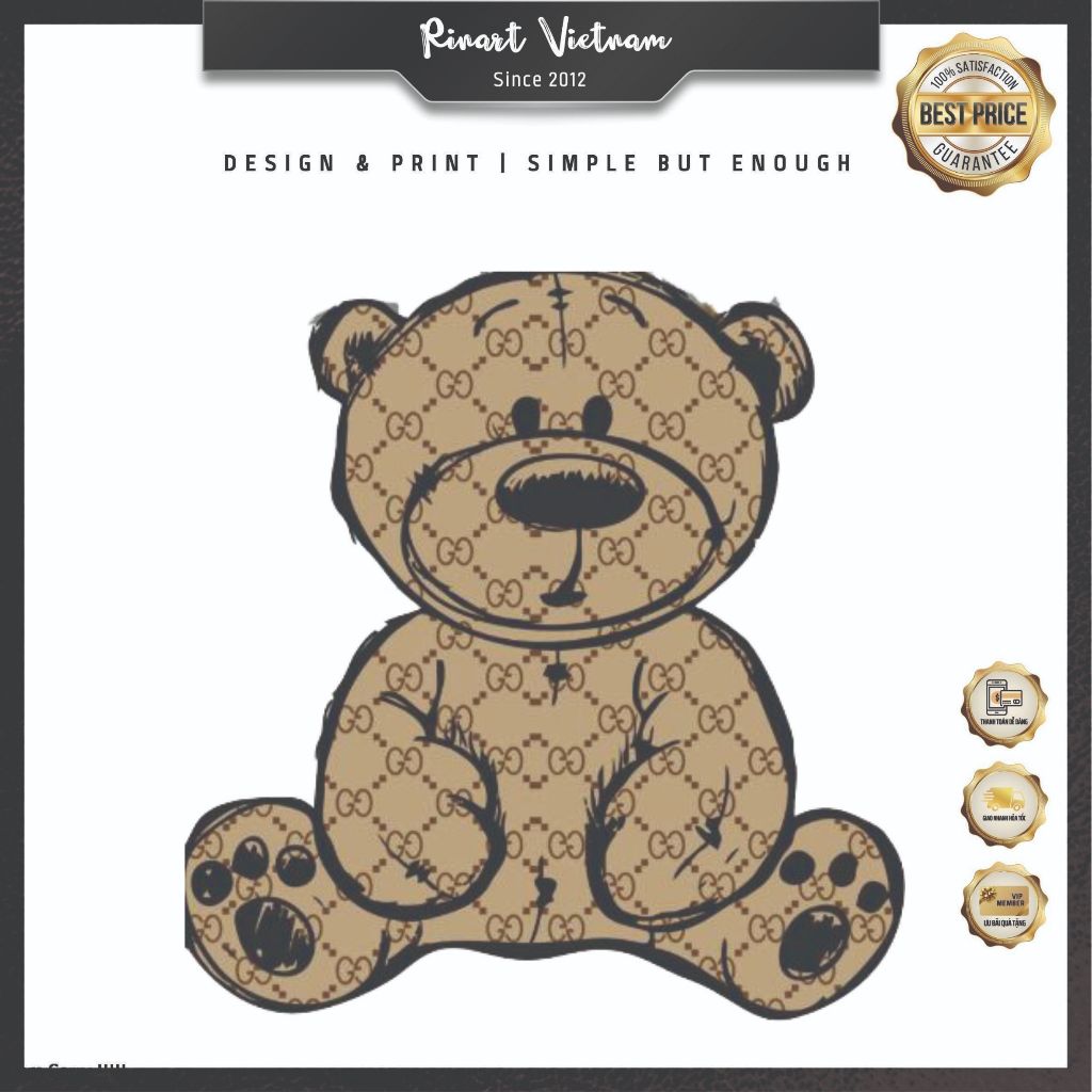 Pet Decal printed directly onto fabric with THE TREND BAD BEAR DG kute ...