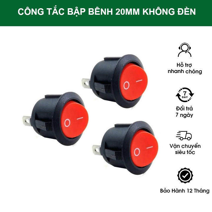 Round Seesaw Switch 6A / 250V 2 Pin KCD1 Hole Diameter 20mm (No Lights ...