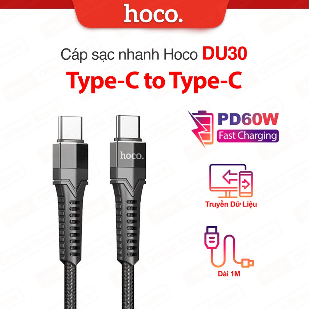 Pd60w Type-C to Type-C Hoco DU30 fast charging cable for android 1m ...