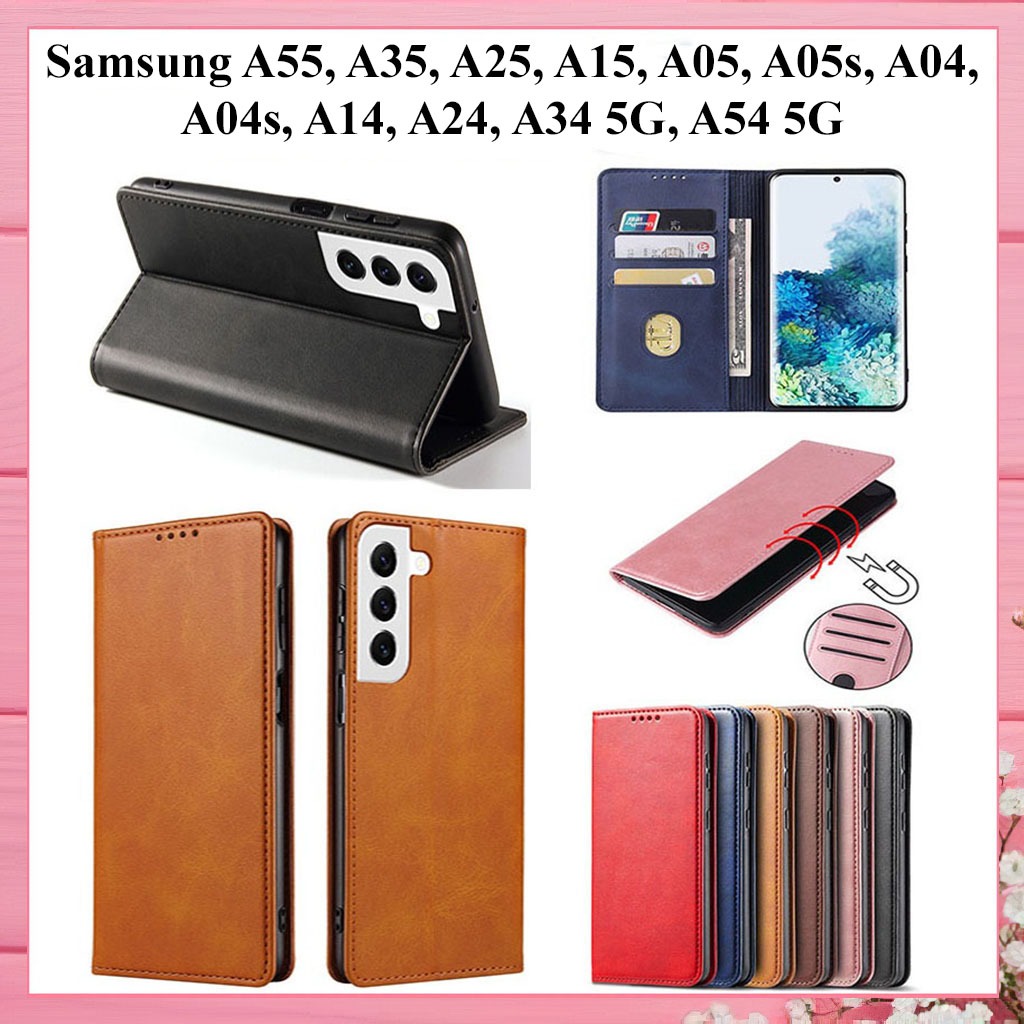 Samsung A55, A35, A25, A15, A05, A05s, A04, A04s, A14, A24, A34 5G, A54 5G, A06 A06s Leather ...