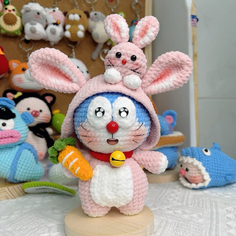 Doraemon cosplay jade rabbit made of velvet wool (with base) | Shopee ...