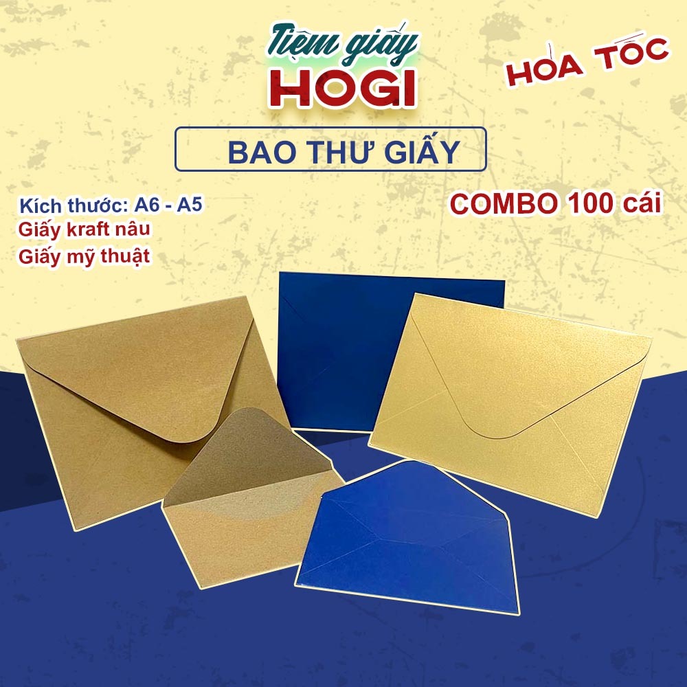 100 kraft Paper Envelopes, vintage HOGI Envelopes, A5 A6 Envelopes ...