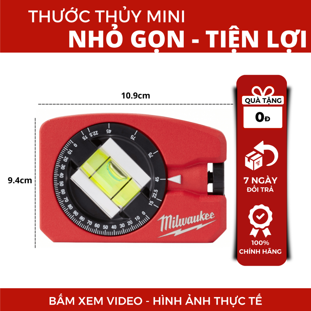 Milwaukee mini pocket level ruler with magnet, compact Milwaukee 48-22 ...