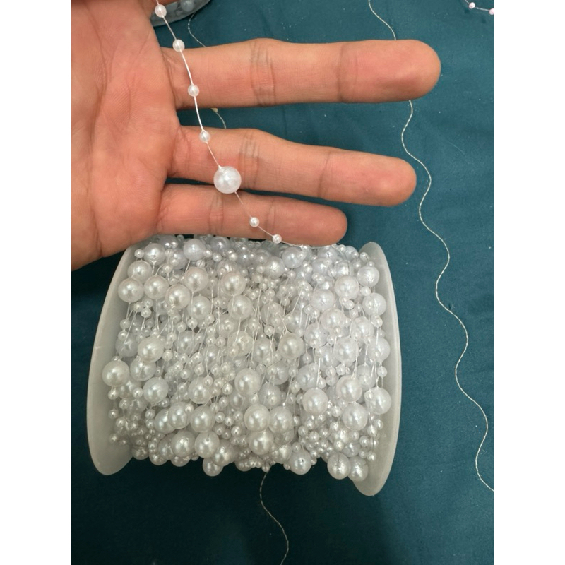 Pearl string, many colors, whole roll 60m long, pearl diameter 3mm and ...