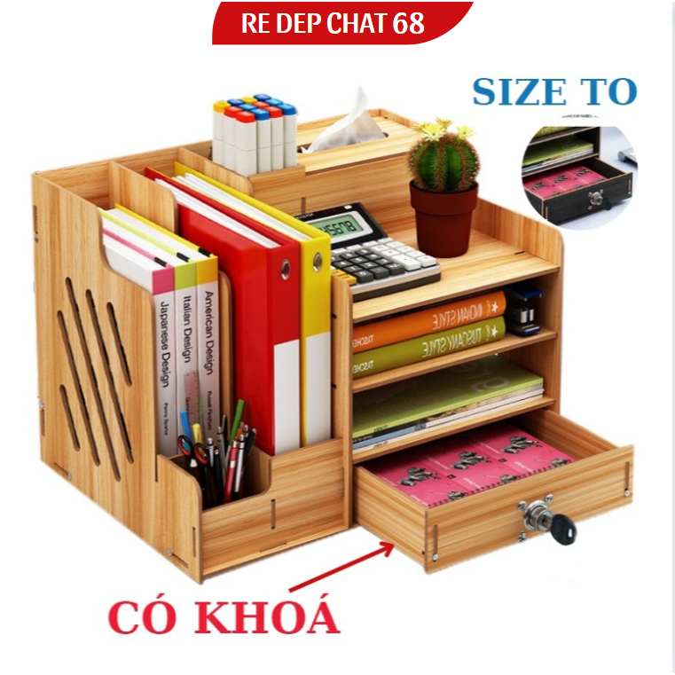 Desktop filing shelf, wooden office document shelf, bookshelf | Shopee ...