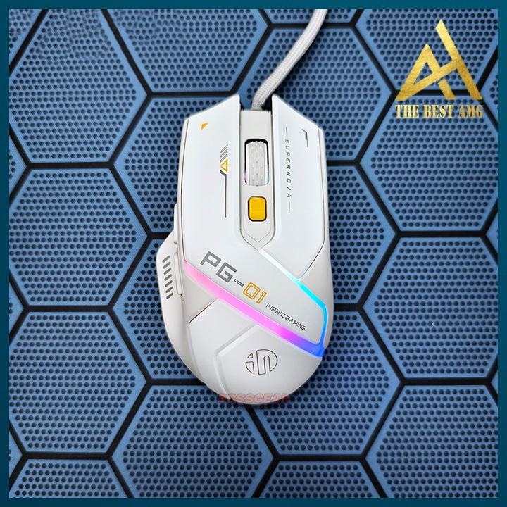 Inphic PG1 Rgb Led Wired Computer Gaming Mouse White 12800 DPI Super ...