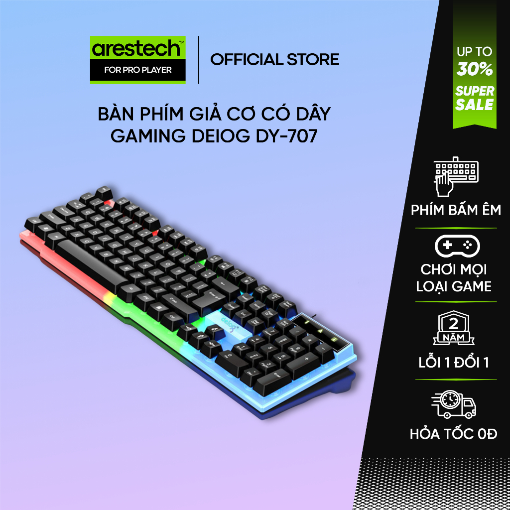 Deiog DY-707 Computer Mechanical Keyboard Gaming 7 Color RGB LED Wired ...
