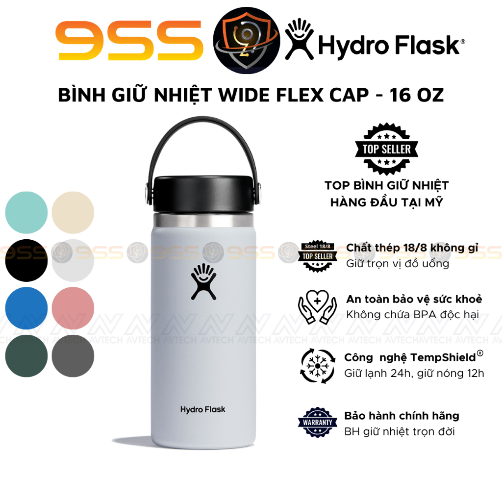Hydro Flask 16 OZ Wide Flex Cap Thermos Flask, Store Up To 24 Hours ...