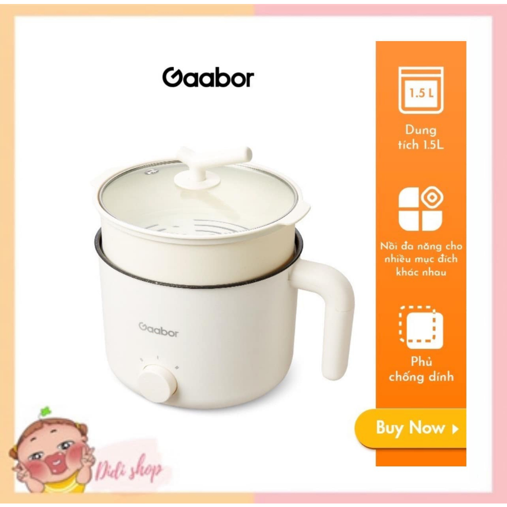 Gaabor GR-N15A 1.5L multi-function electric pot with 600W non-stick ...