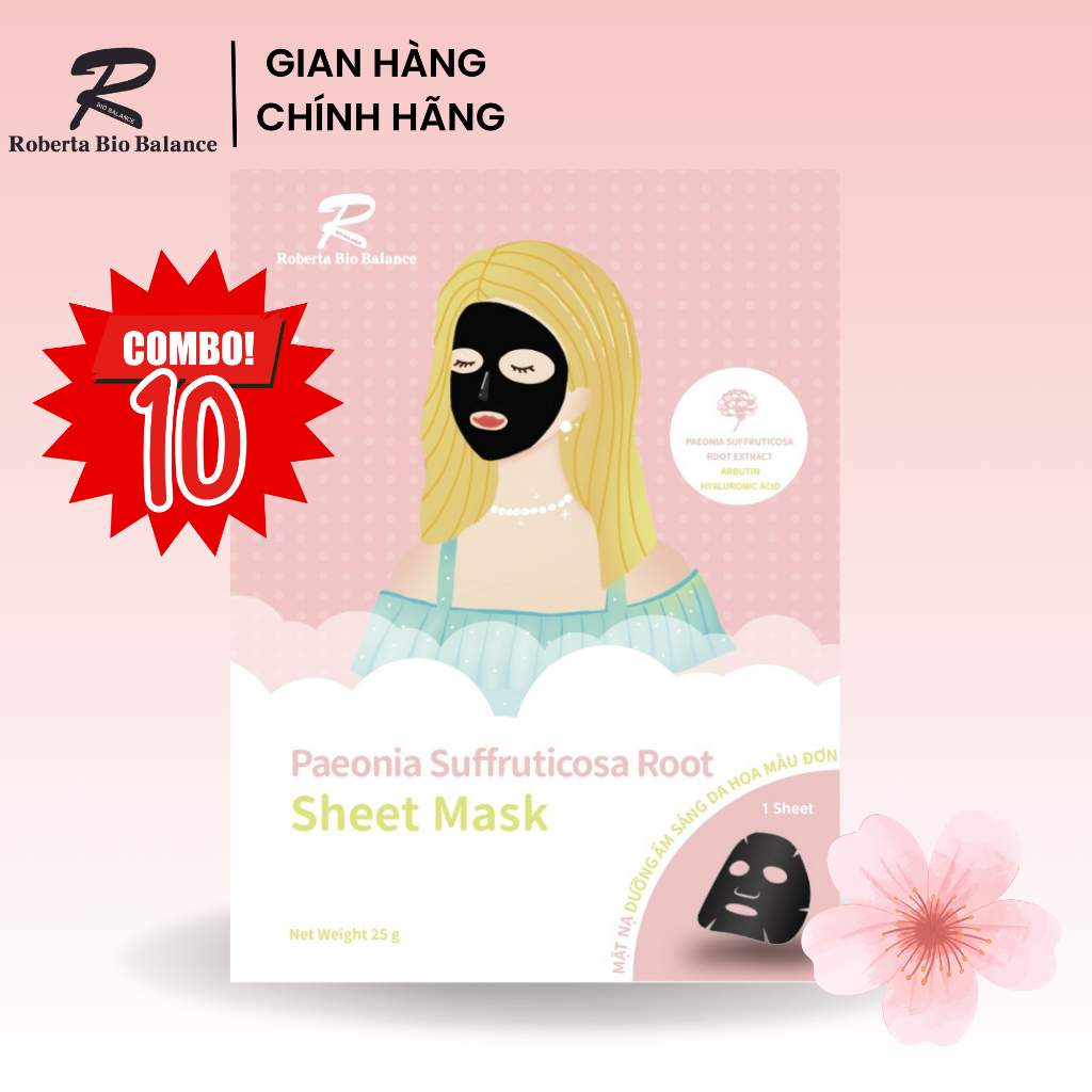 Combo 10 Roberta Bio Balance Peony Brightening Moisturizing Masks 25g ...