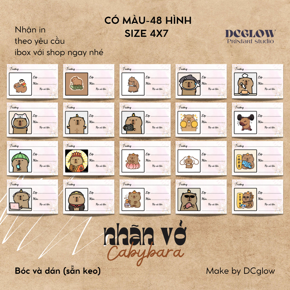 Set of 48 CAPYBARA notebook labels (COLOR VERSION) super adorable, Cute ...