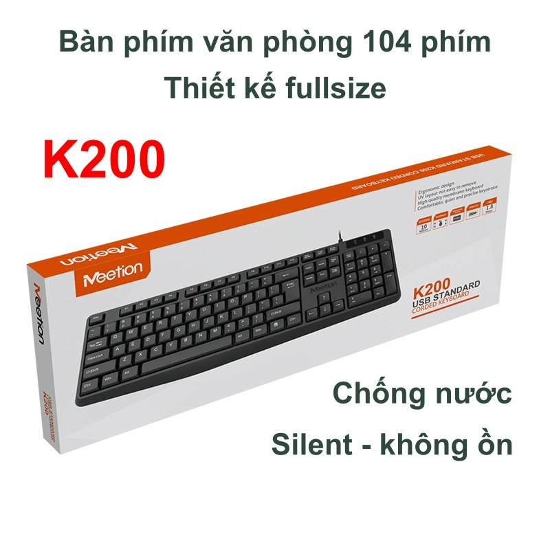 K200 MeeTion noise-canceling office keyboard 104 keys, Ergonomic design ...