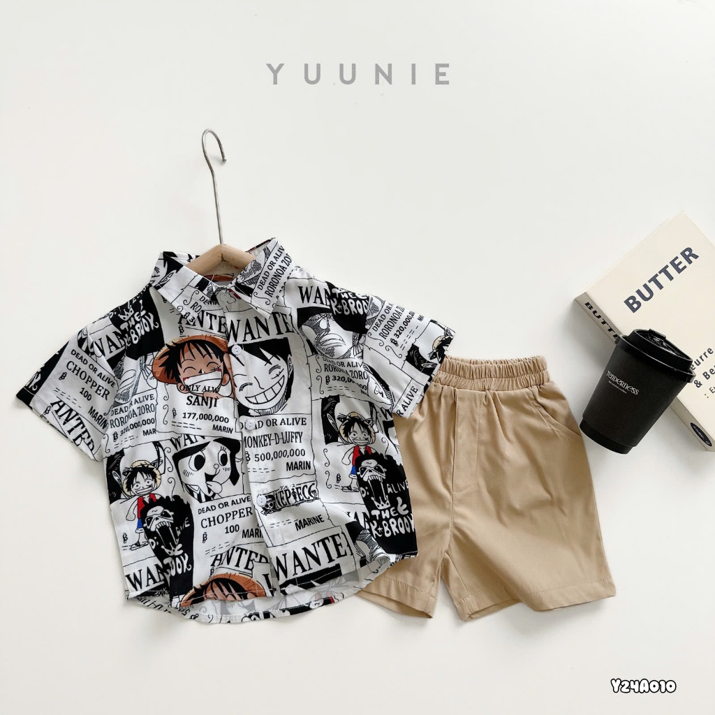 Yuunie boys' clothing Set, hot hit one piece shirt with soft khaki ...